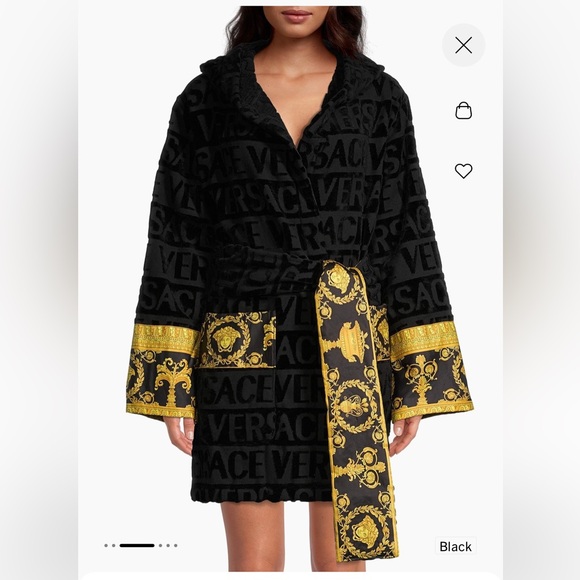 Versace | Intimates & Sleepwear | Versace Short Black Barocco Hooded ...